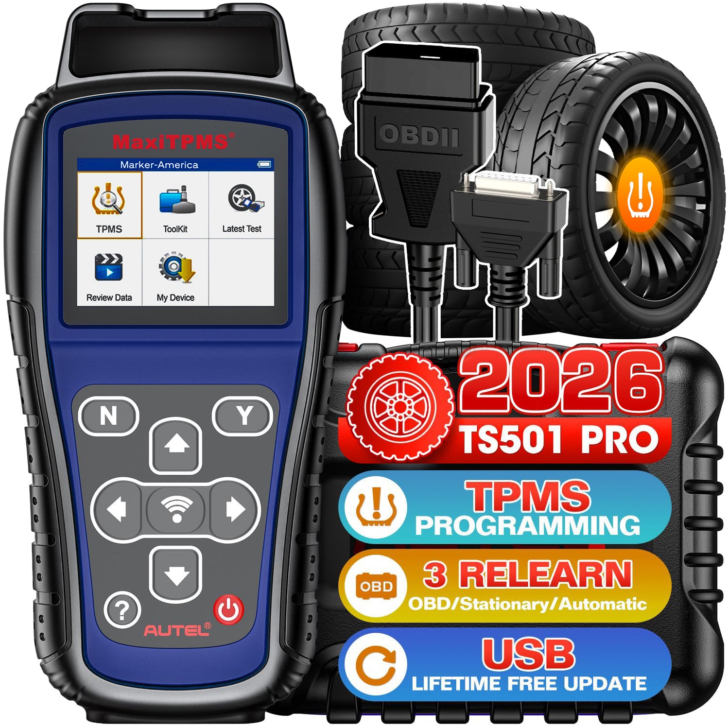 Autel MaxiTPMS TS501 Pro丨Herramienta TPMS profesional丨Reaprender/activ ...